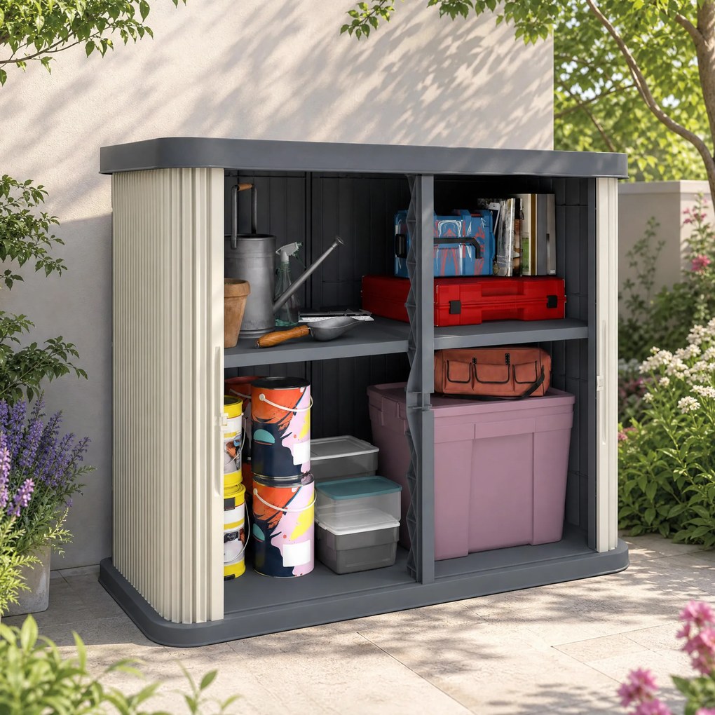 Outsunny Zahradní úložný box 480 l s posuvnými dveřmi