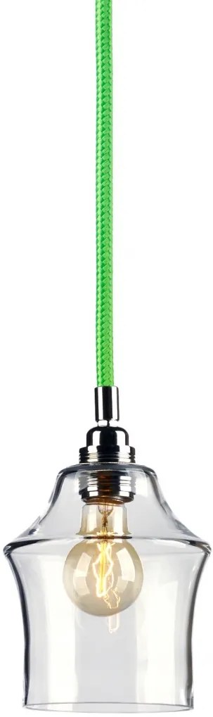 Kaspa 10133109 LONGIS - Závěsné svítidlo s čirým sklem, zelený textilní kabel