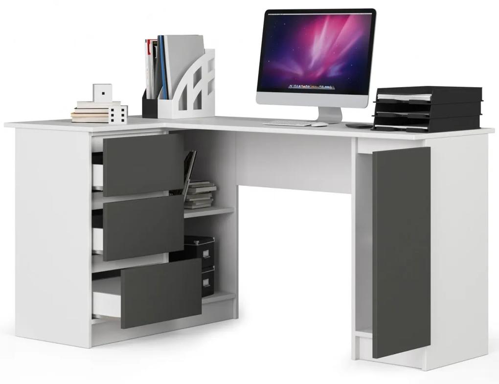 Rohový psací stůl B20 155 cm levý bílý/šedý