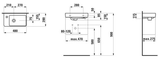 Laufen Base Pro S Skříňka s umyvadlem 48 bílá lesk levá