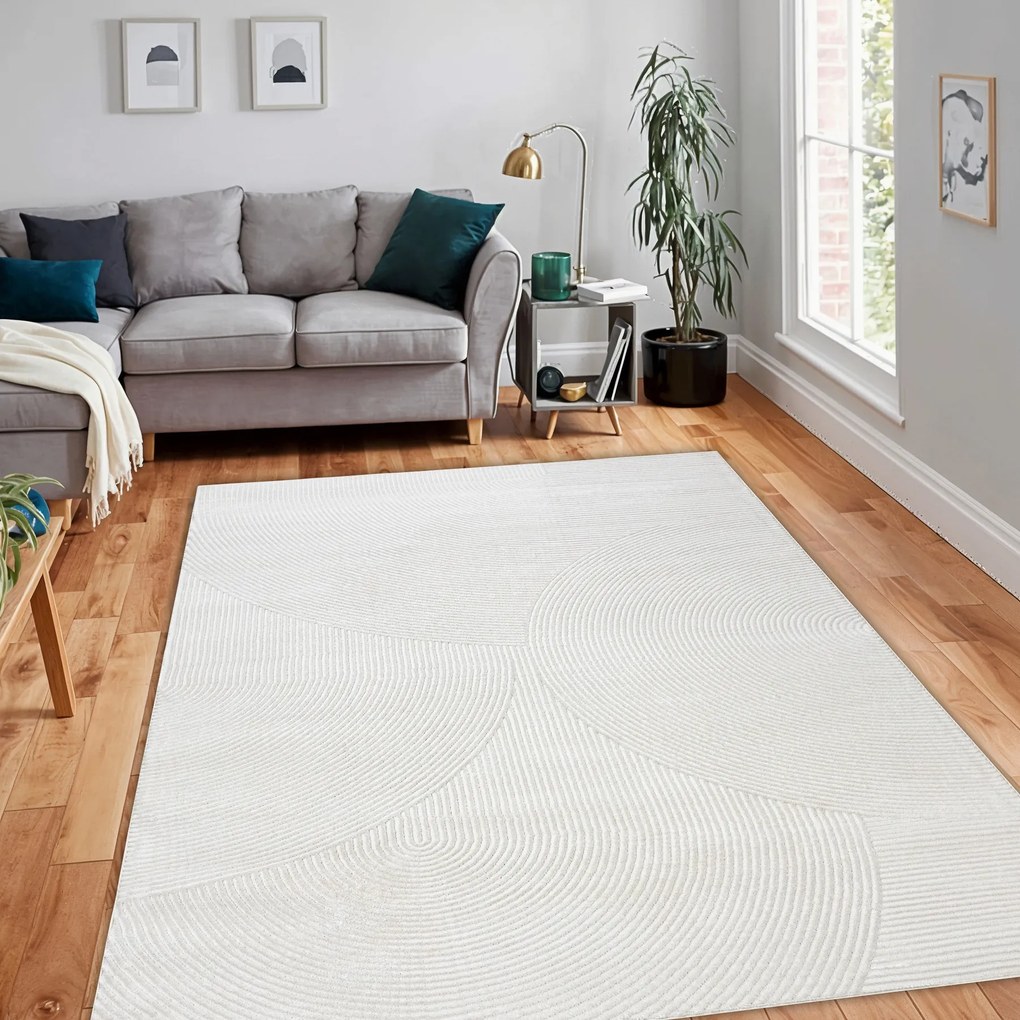 Dywany Łuszczów, Kusový koberec Balance 0194 cream, 140x190, bílá, ložnice