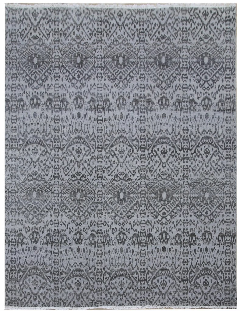Diamond Carpets India, Ručně vázaný kusový koberec Diamond DC-EKT L silver/black, 120x170, šedá, chodba / předsíň