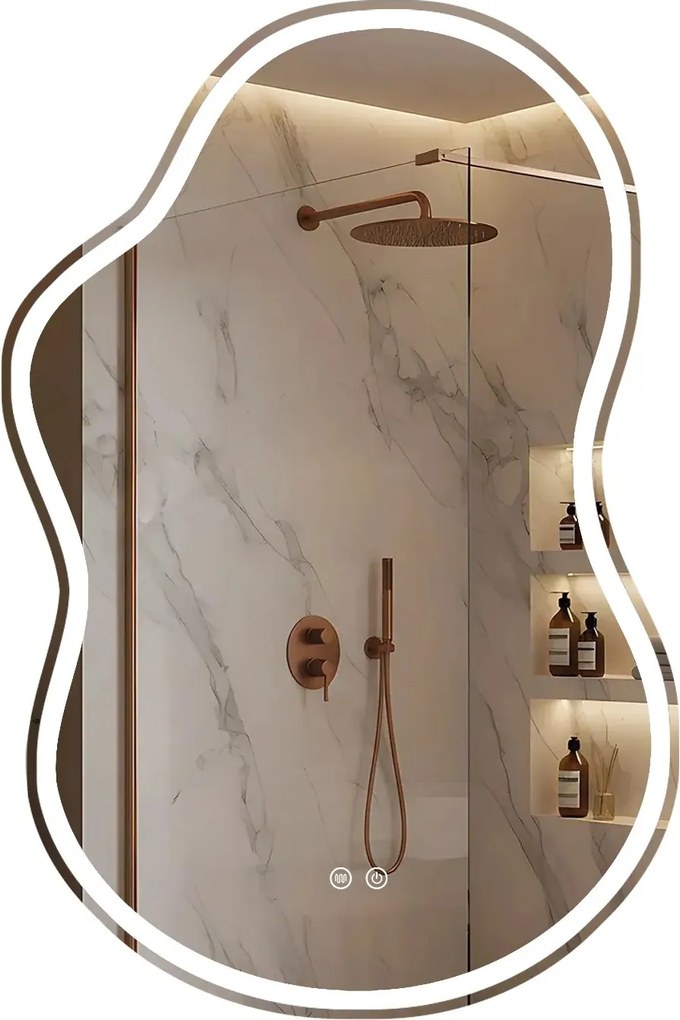 Tutumi Zrcadlo 80x55 cm s vyhříváním a regulovatelným LED osvětlením HOM-01515