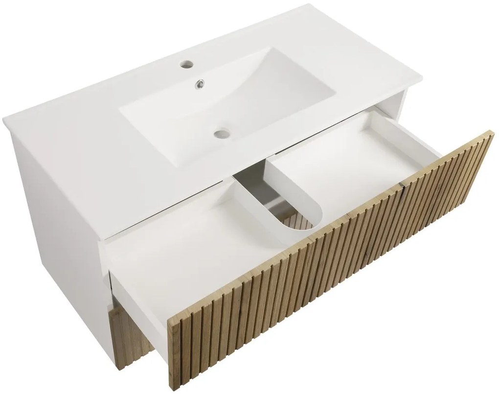 Aqualine Aqualine, PANEDA STRIP umyvadlová skříňka 99,5x55x45,2cm, dub emporio, PN310