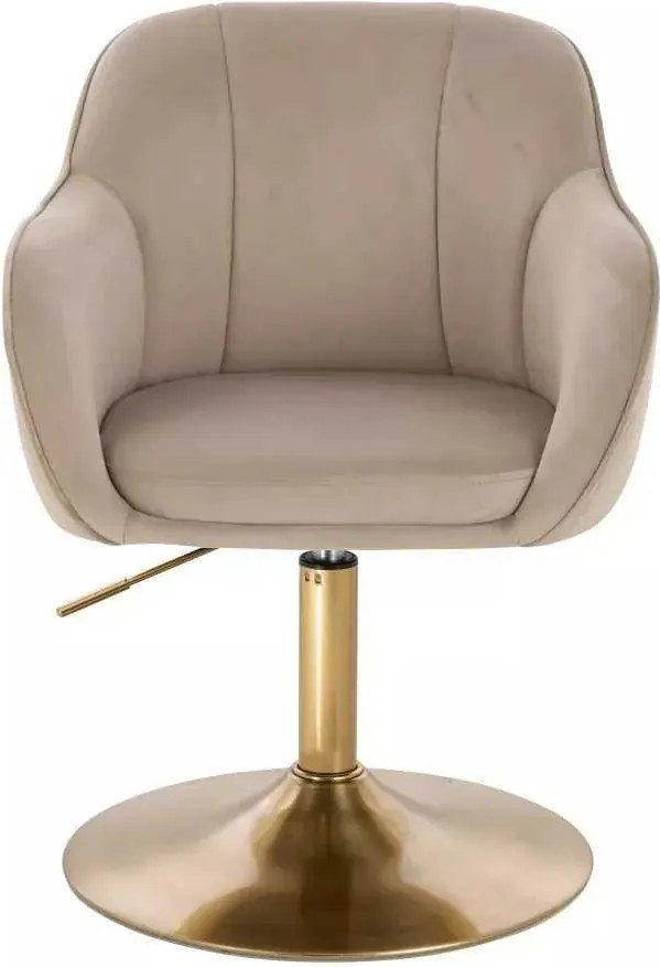 LuxuryForm DESIGN Otočná židle AVOLA VELUR na zlatém talíři - latte