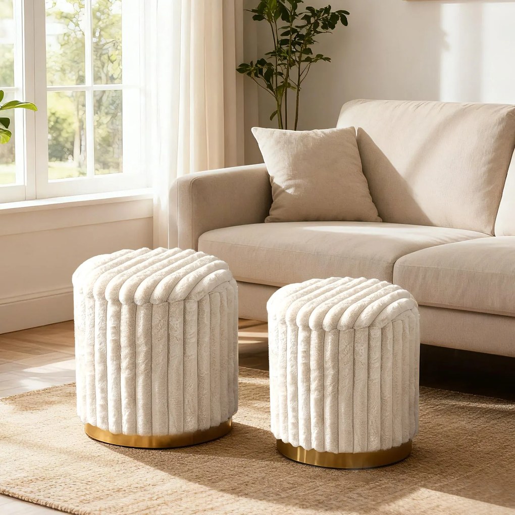 Costway Moderní osmanský set 2 er 32 L + 21 L kulatá stolička s potahem