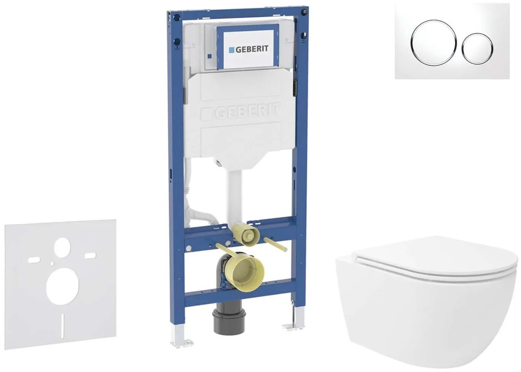 Geberit Duofix - Set předstěnové instalace, klozetu Oudee Vortex a sedátka softclose, tlačítko Sigma20, bílá/chrom SANI11CA3185B