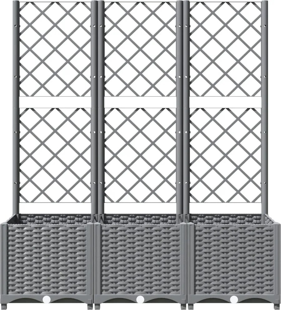Zahradní truhlík s treláží světle šedý 120 x 40 x 136 cm PP 153274