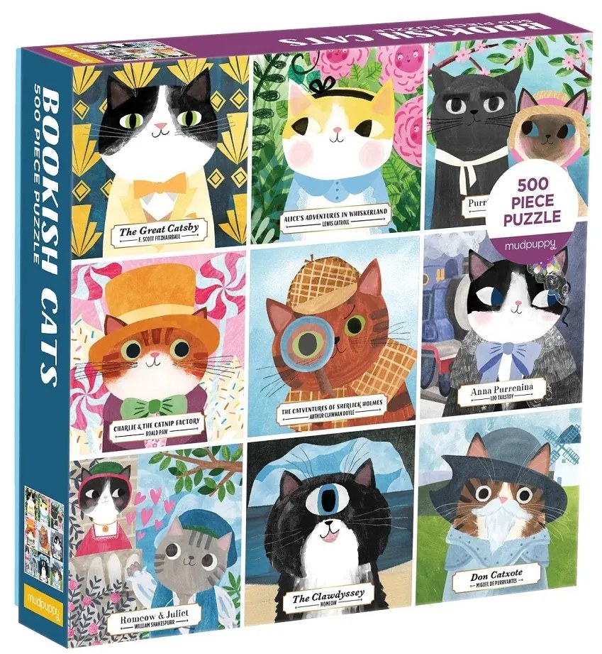 Mudpuppy Puzzle Bookish Cats 500 dílků