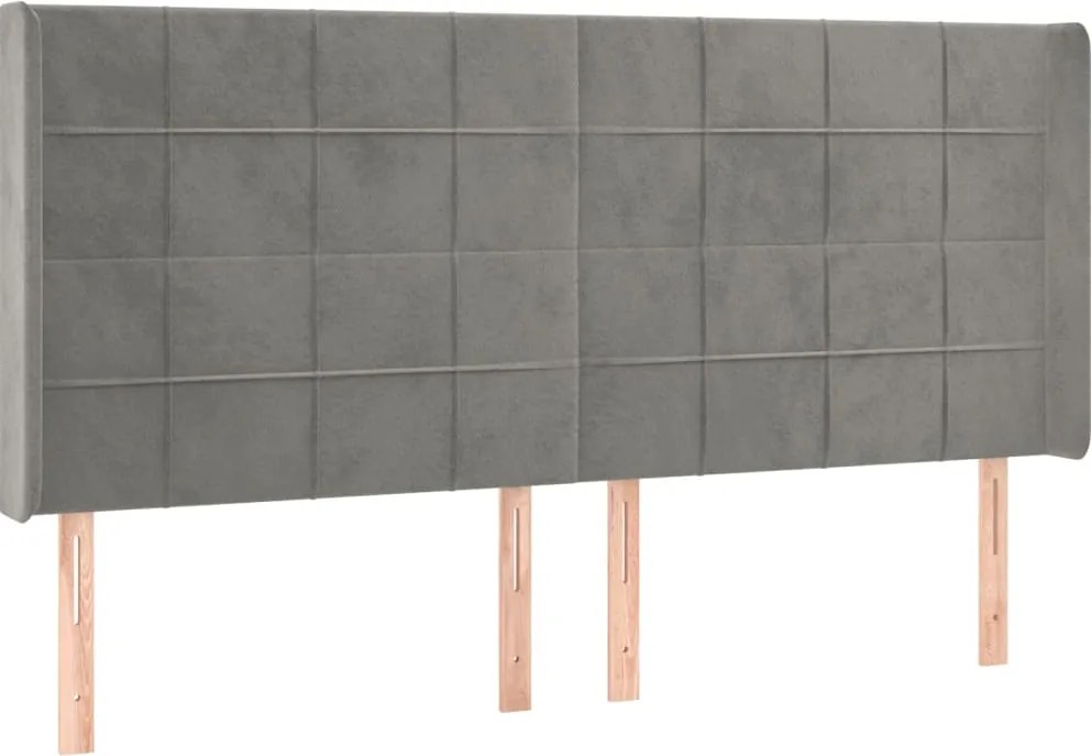 Box spring postel s matrací a LED světle šedá 160x200 cm samet 3139571