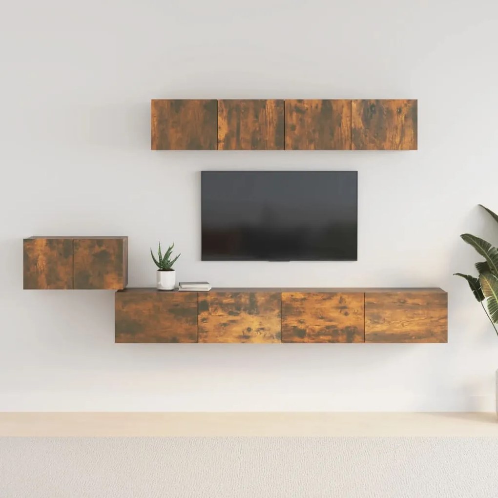 5dílný set TV skříněk kouřový dub kompozitní dřevo 3114435