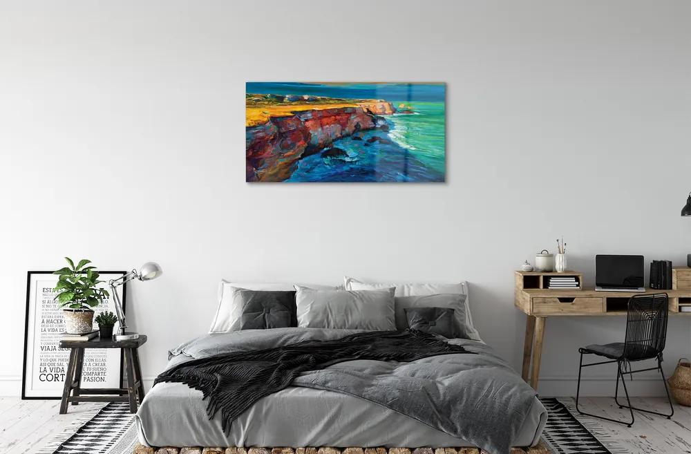 akrylový obraz Mořská oblohy skály 100x50 cm