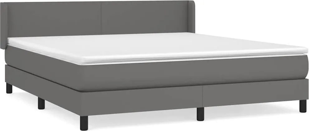 Box spring postel s matrací šedá 180x200 cm umělá kůže 3130677
