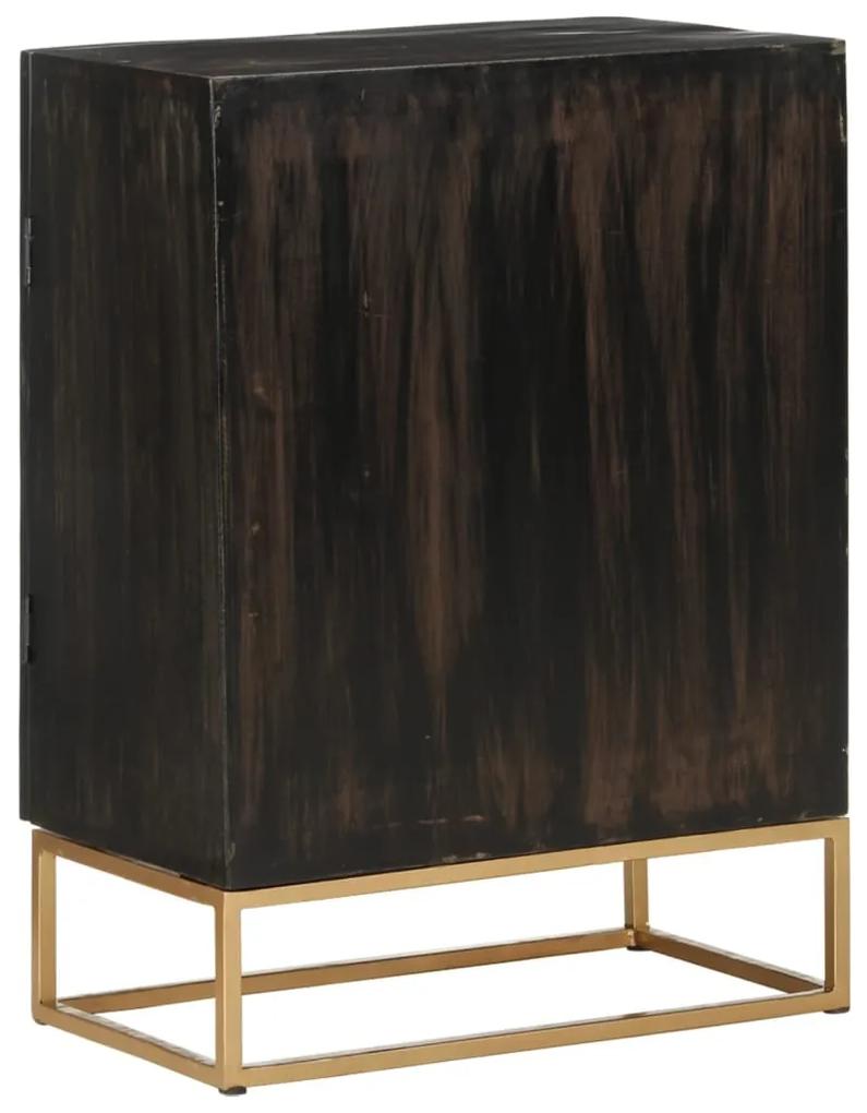 Příborník černý 55x34x75 cm masivní mangovníkové dřevo a železo