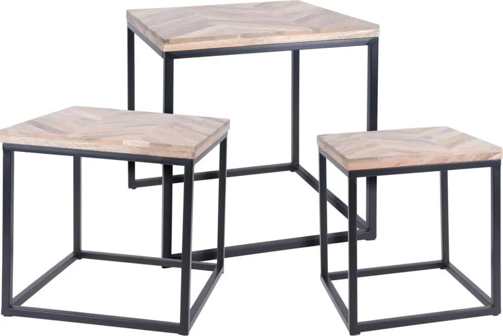 H&S Collection 3dílná sada odkládacích stolků teakové dřevo [436192]