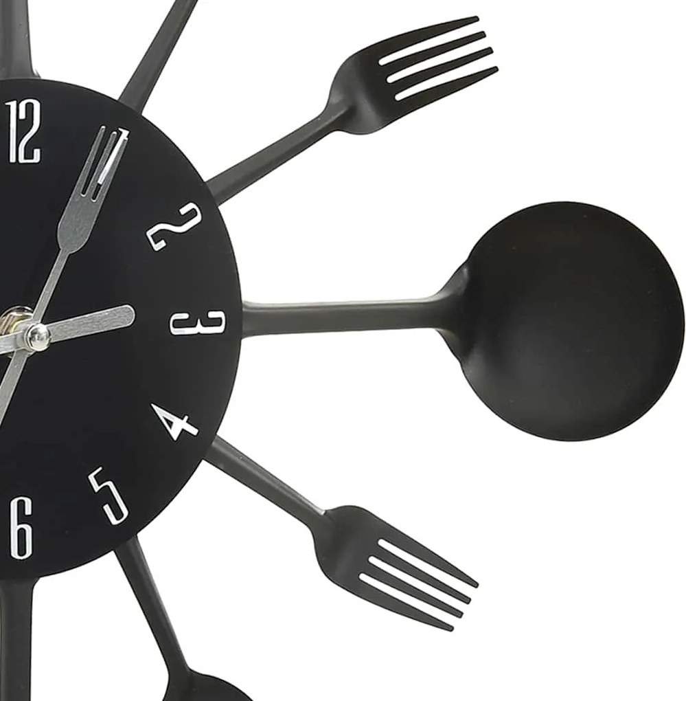 Nástěnné hodiny s vidličkami a lžícemi černé 40 cm hliník 325163