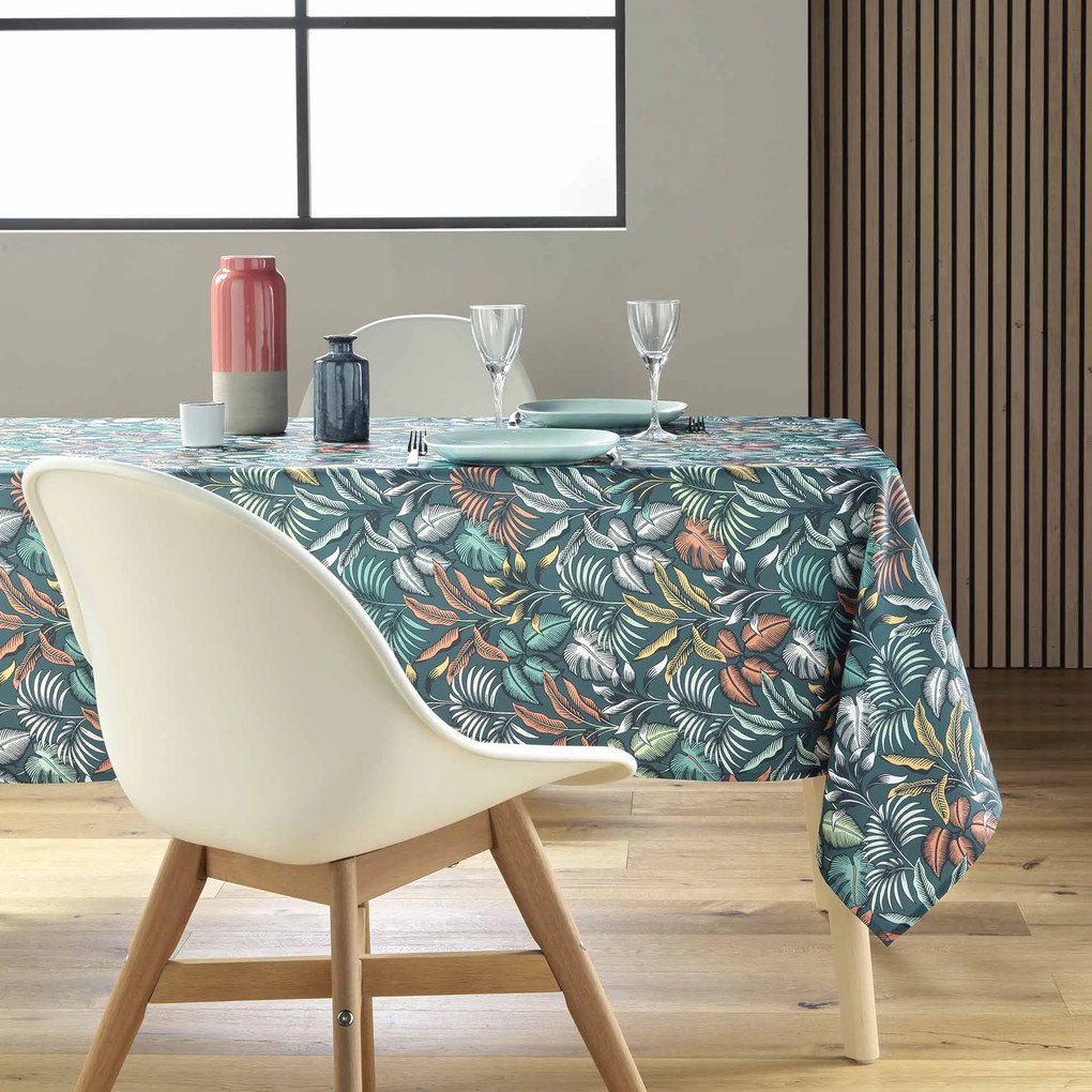 Obdélníkový ubrus STYLIS BLUE, 145 x 240 cm, modrý s potiskem