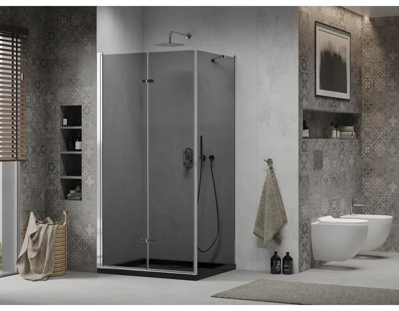 Mexen Lima skládací sprchový kout 100 x 90 cm, Grafitově černá, Chromovaná + sprchová vanička Flat, Černá - 856-100-090-01-40-40