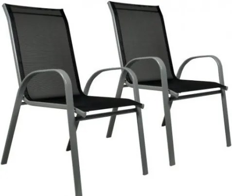 Sada 2x zahradní židle stohovatelná s vysokým opěradlem OEM D29330