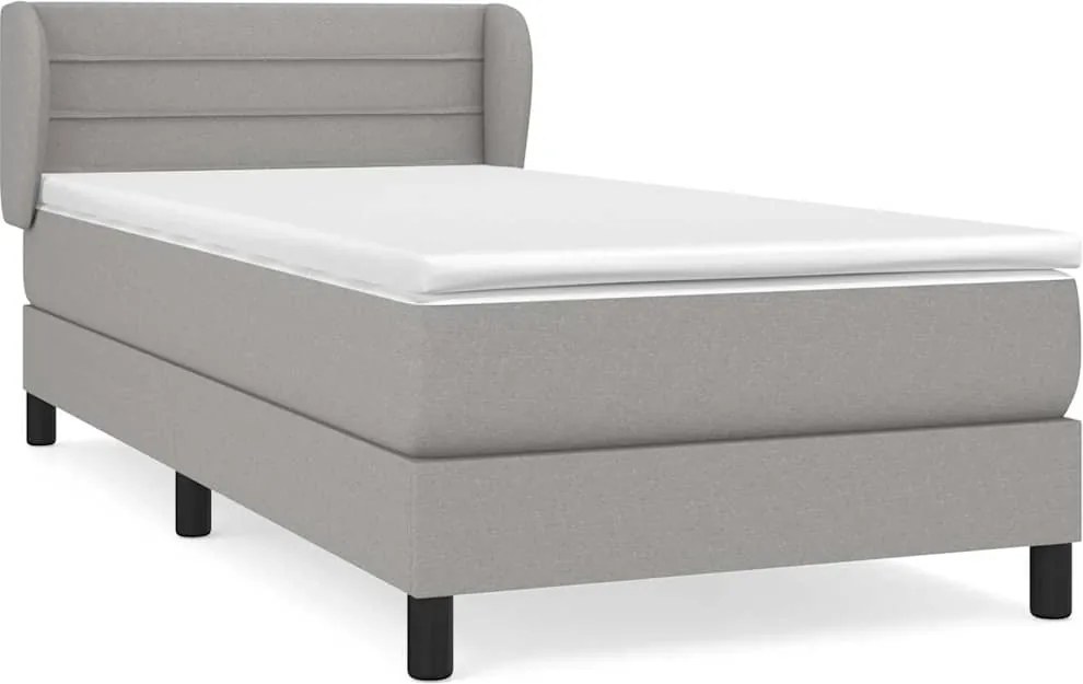 Box spring postel s matrací světle šedá 90x190 cm textil 3126285