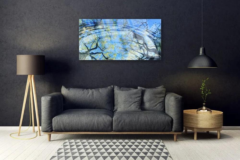 Obraz na skle Voda Stromy Umění 125x50 cm