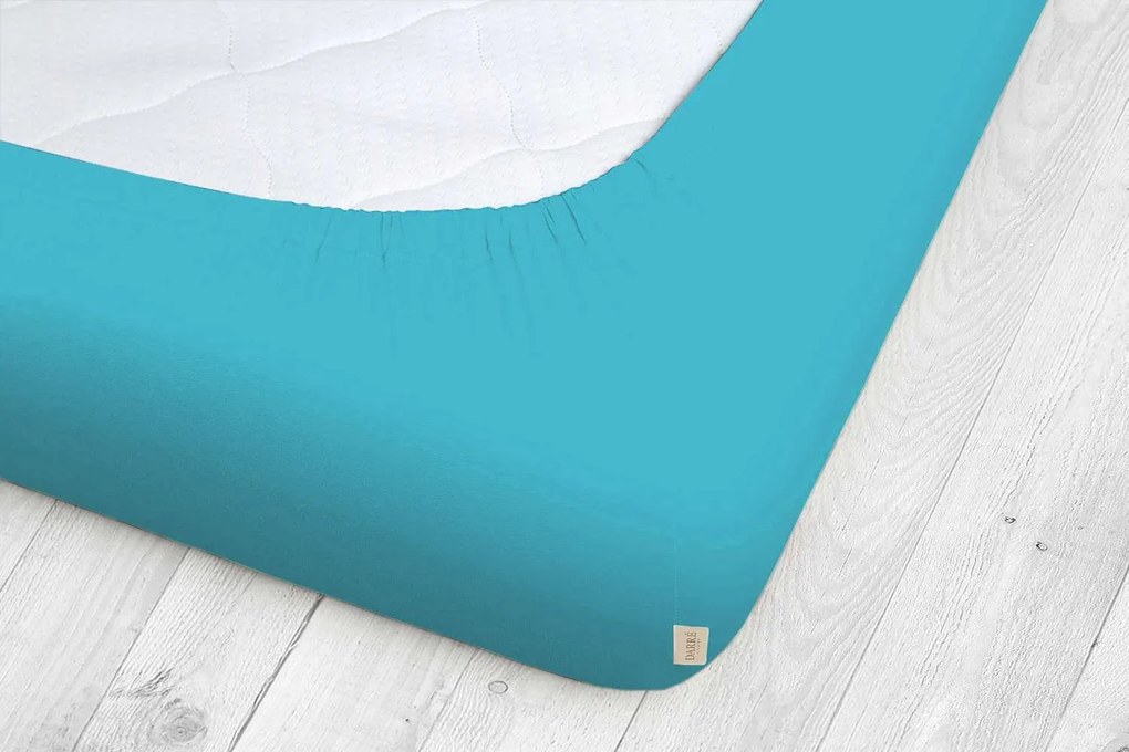Jersey prostěradlo středně tyrkysové na výšku matrace do 20 cm Velikost: 160 x 220