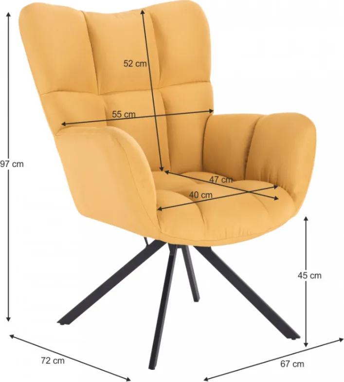Designové otočné relaxační křeslo KOMODO — kov, více barev Žlutá/černá