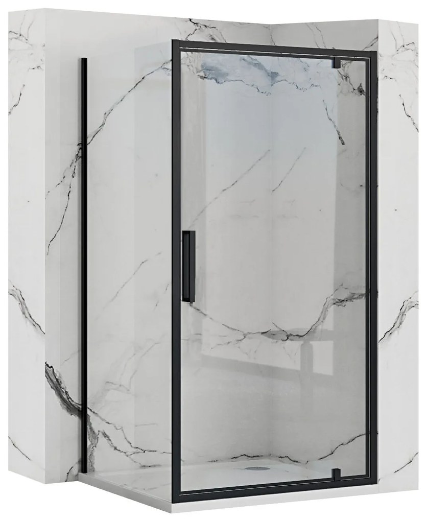 Rea Rapid Swing - sprchový kout s vyklápěcími dveřmi 80(dveře) x 100(stěna) čiré sklo, černý profil, KPL-009924