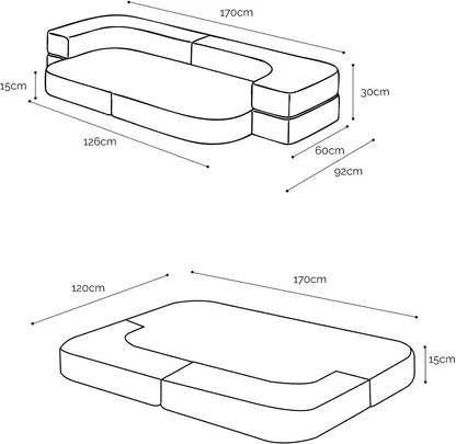 Rozkládací dětská pohovka - světle růžová, prémiový manšestr