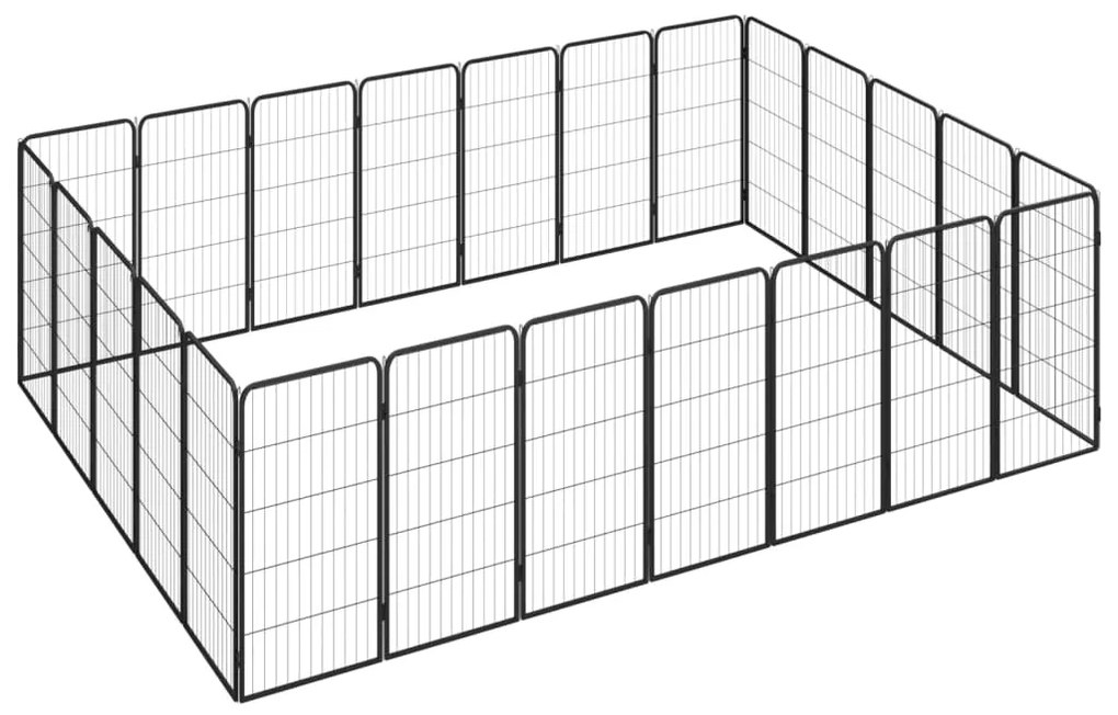24panelová ohrádka pro psy černá 50 x 100 cm práškovaná ocel