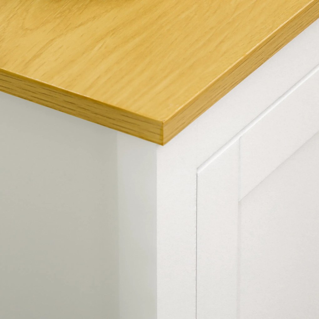 HOMCOM Kuchyňský Kredenc s 3 Dveřmi, Buffet Skříň s Nastavitelnými Policemi pro Jídelnu Moderní Styl 120x40x70 cm Bílá