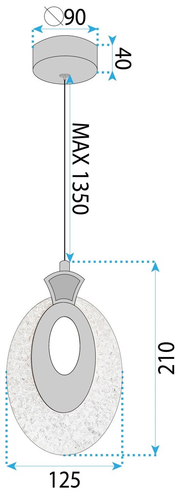 Toolight Toolight, křišťálové závěsné svítidlo 8W, 3000K, LHJ109-1CP, růžové zlato, OSW-60050