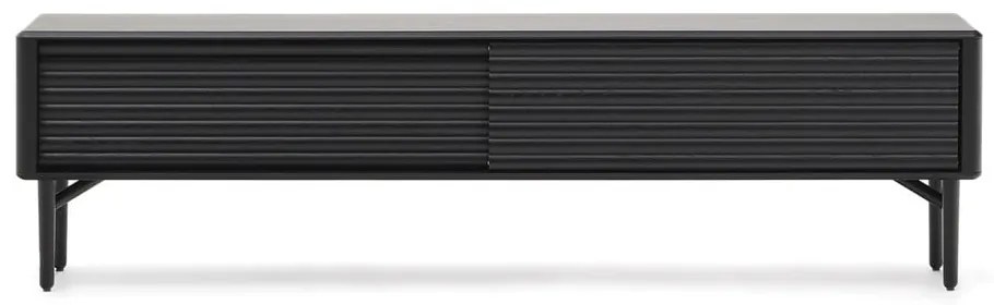 Černý TV stolek v dekoru dubu 200x57x35 cm Lenon – Kave Home