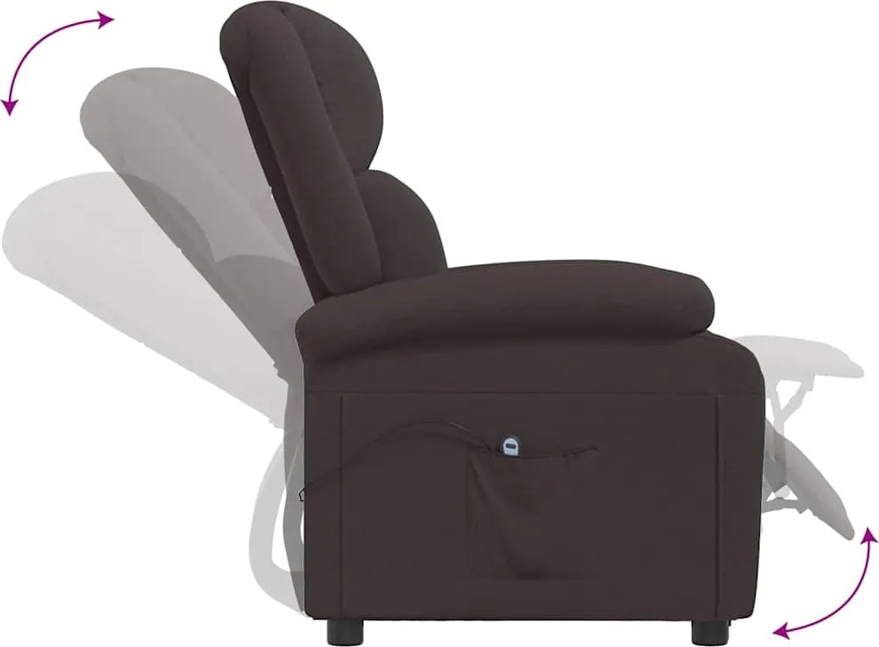 Elektrické polohovací křeslo tmavě hnědé textil 3098357