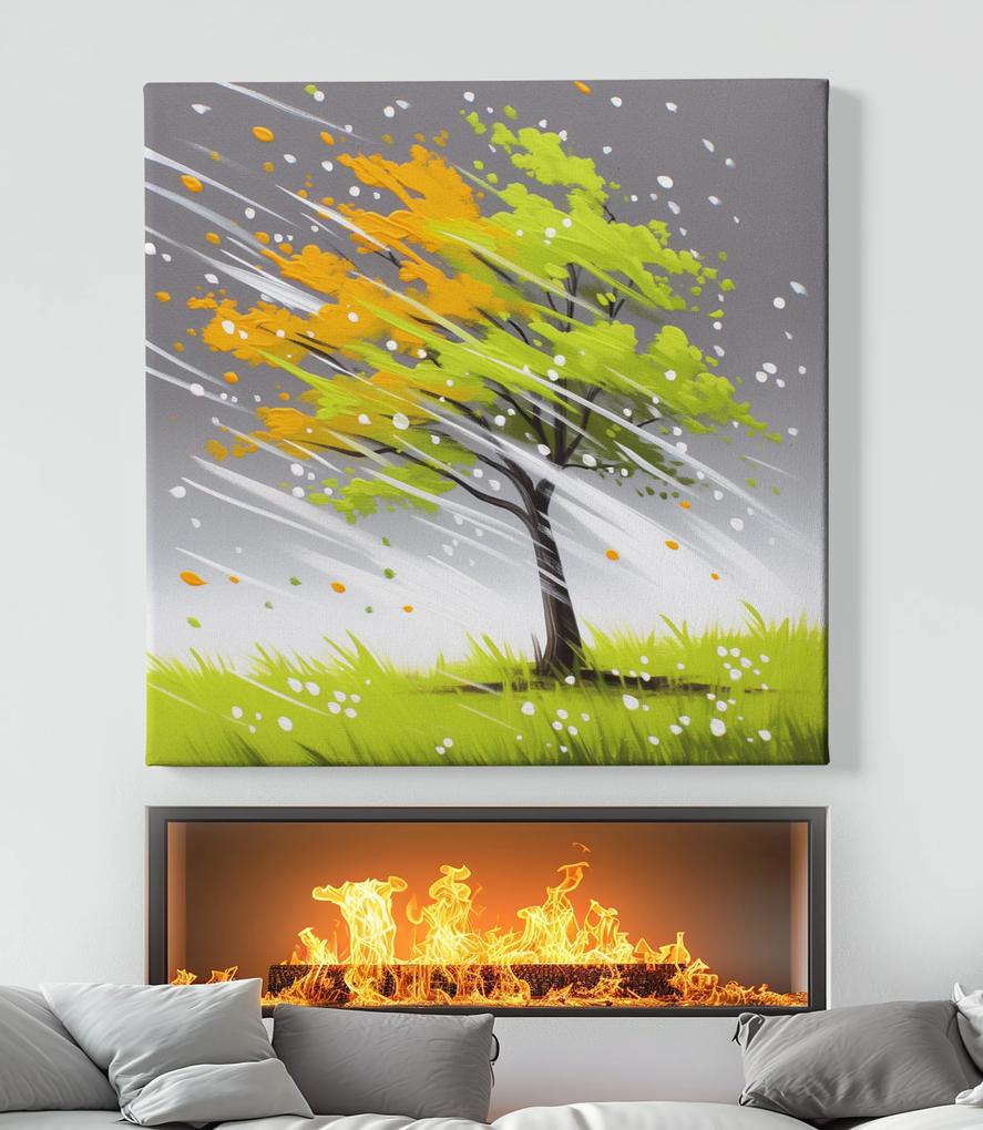 Obraz na plátně - Strom života Větrný epos FeelHappy.cz Velikost obrazu: 80 x 80 cm
