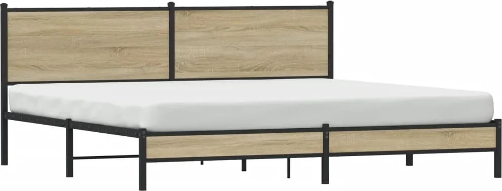 Kovový rám postele bez matrace dub sonoma 193 x 203 cm 3301393