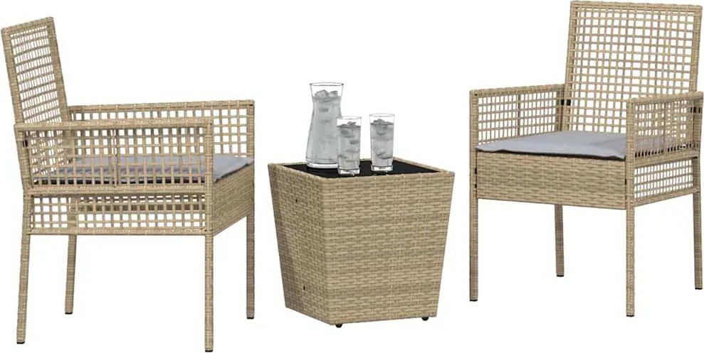 Zahradní bistro set 3 ks Béžová polyratan 3334958