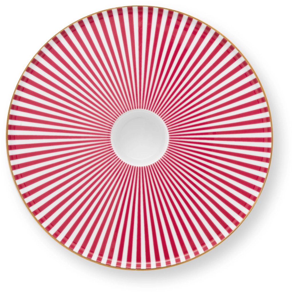 Pip Studio Royal Stripes svícen 14 cm, růžový (Porcelánový svícen)