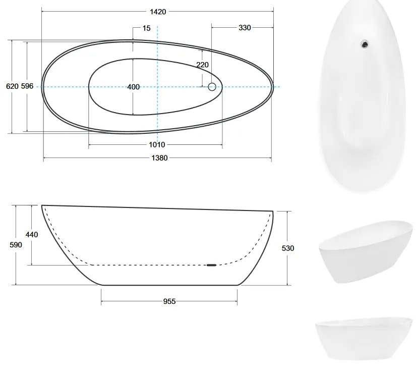 NIKIDO - B Volně stojící vana GOYA 142x62