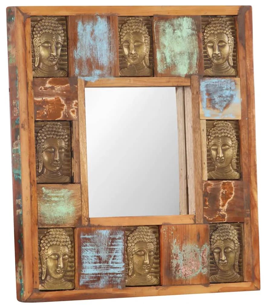 321813 vidaXL Zrcadlo s reliéfy Buddhy 50 x 50 cm masivní recyklované dřevo