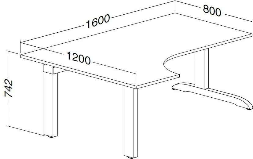 Ergonomický stůl ProOffice C 180 x 120 cm, levý, divoká hruška