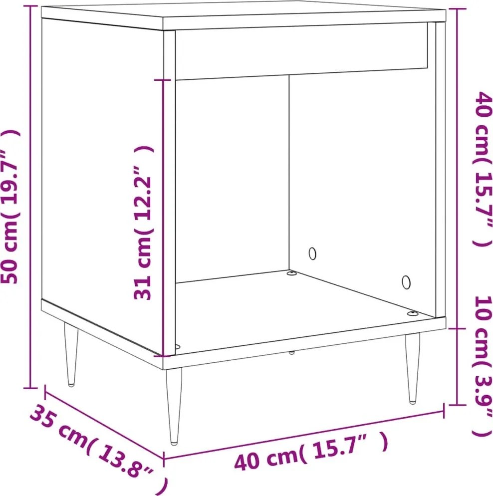 vidaXL Noční stolky 2 ks 40 x 35 x 50 cm kompozitní dřevo [830703] Barva: hnědý dub