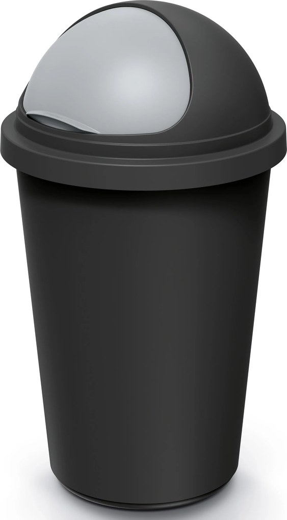 Odpadkový koš černá/šedý plast 50L