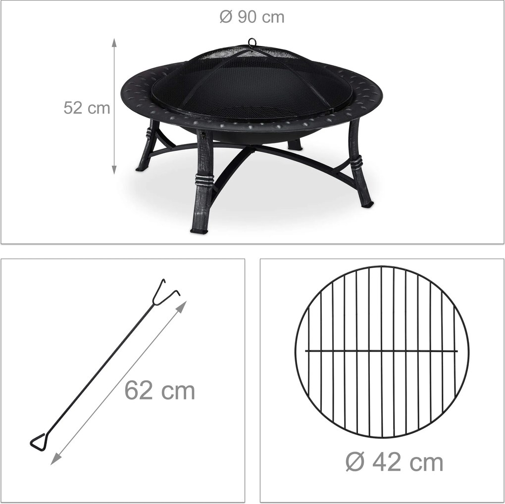 Kovové přenosné ohniště FIREBOWL ∅ 90 cm, černé