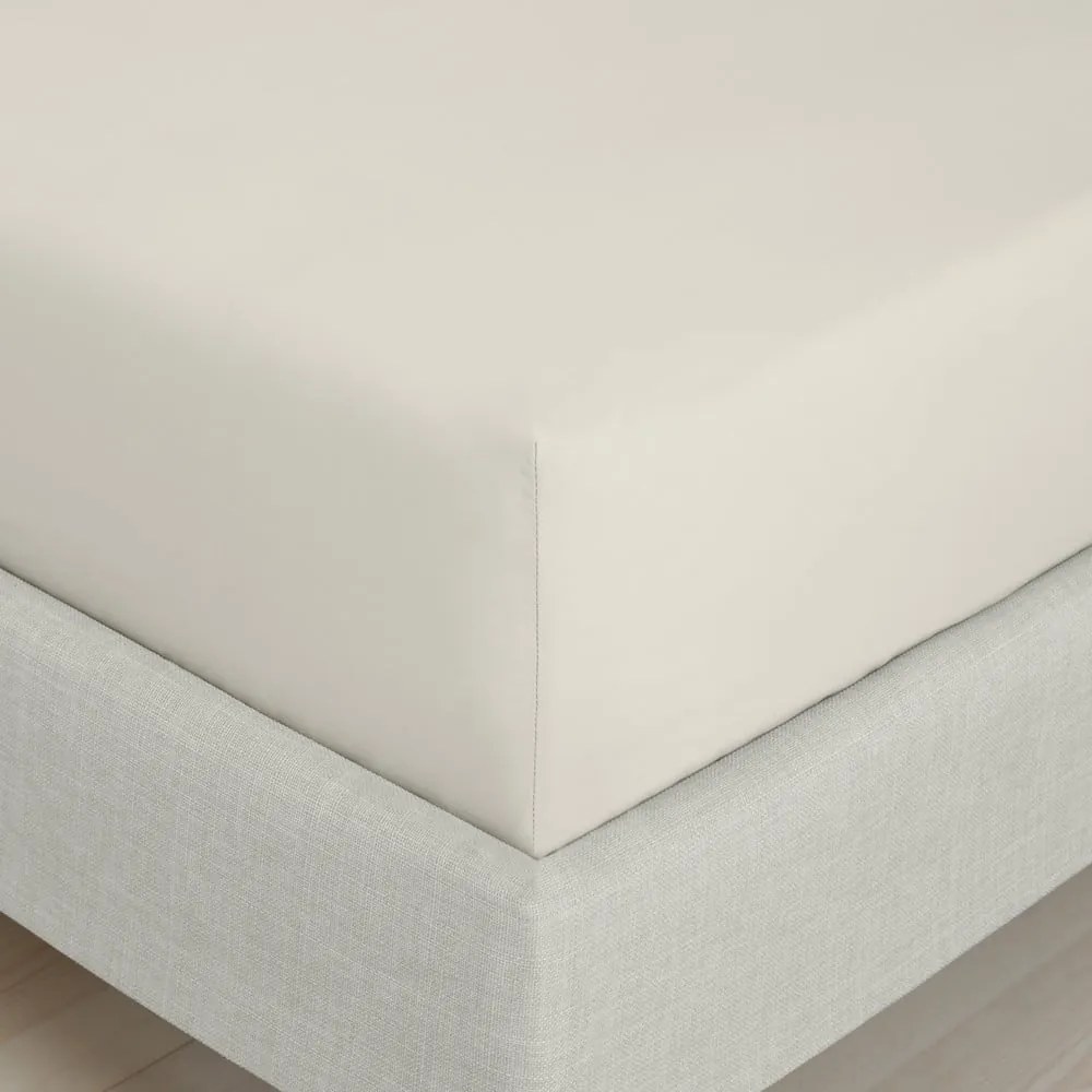 Béžové napínací prostěradlo z bavlněného perkálu 185x200 cm Cotton Percale – Bianca