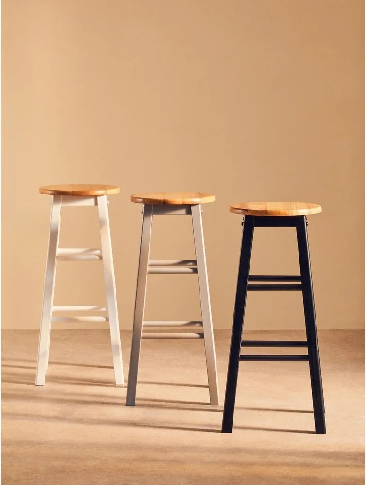 Černá/v přírodní barvě barová stolička z kaučukového dřeva (výška sedáku 74 cm) Chester – Premier Housewares