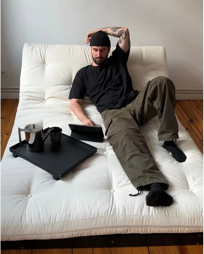 Rozkládací pohovka v hořčicové barvě 140 cm Roots Black Night – Karup Design