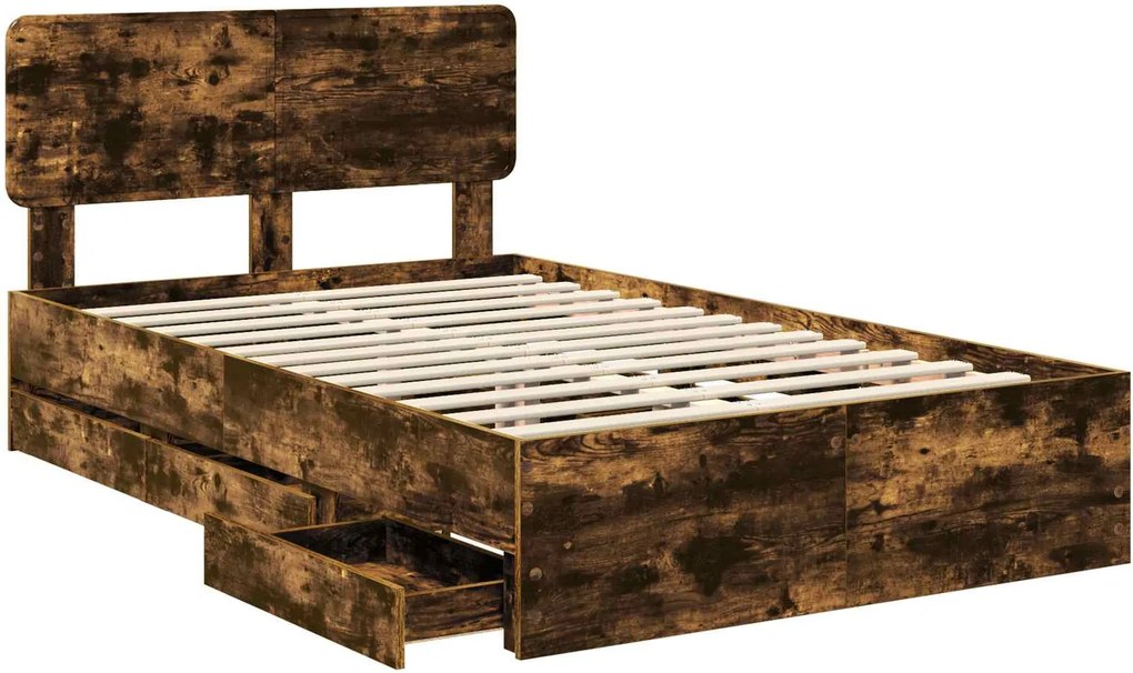 Rám postele se zásuvkou Uzený Dub 120 x 190 cm Dřevěný materiál 3412210