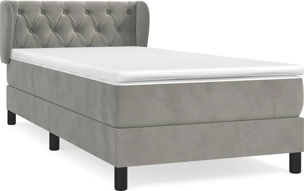Box spring postel s matrací světle šedá 80 x 200 cm samet 3127637