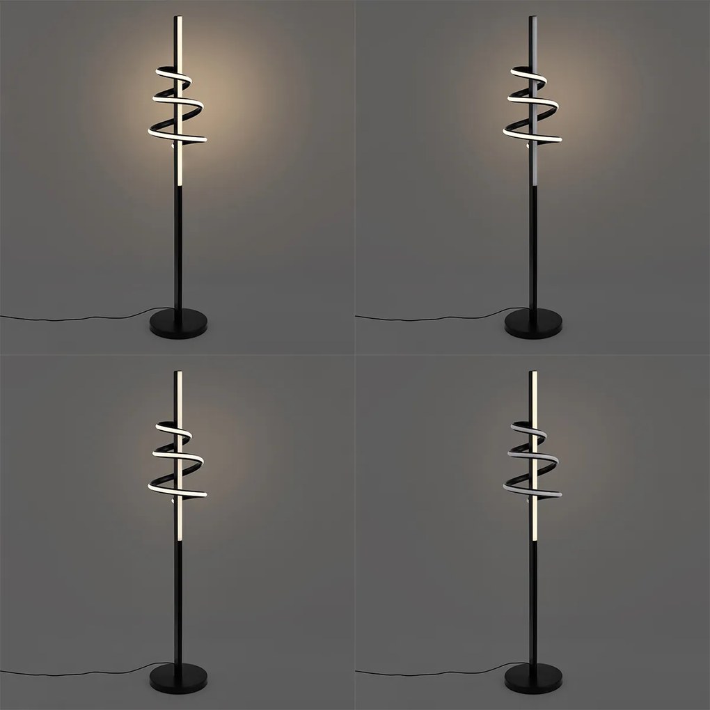 Designová stojací lampa černá vč. stmívatelné LED a 3-cestného vypínače - Rolla